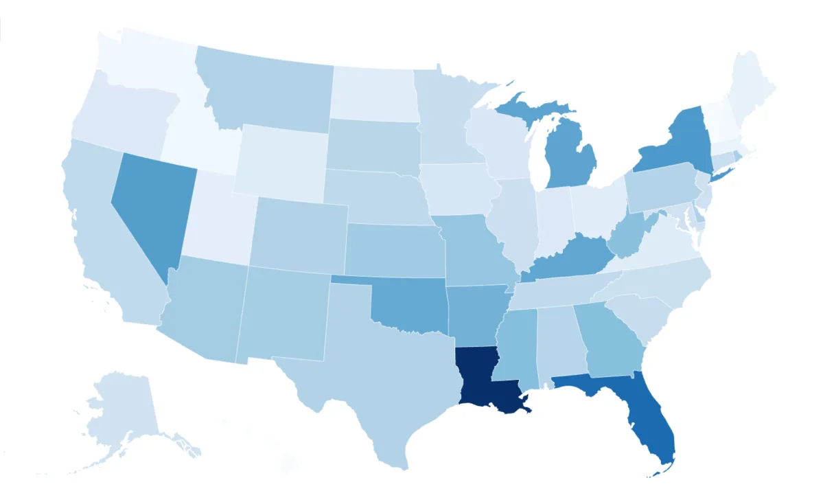 Map Shows States With Highest Car Insurance Costs - Newsweek