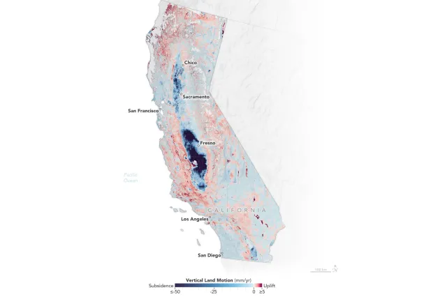 California Map Shows Where Land Is Sinking Fastest - Newsweek