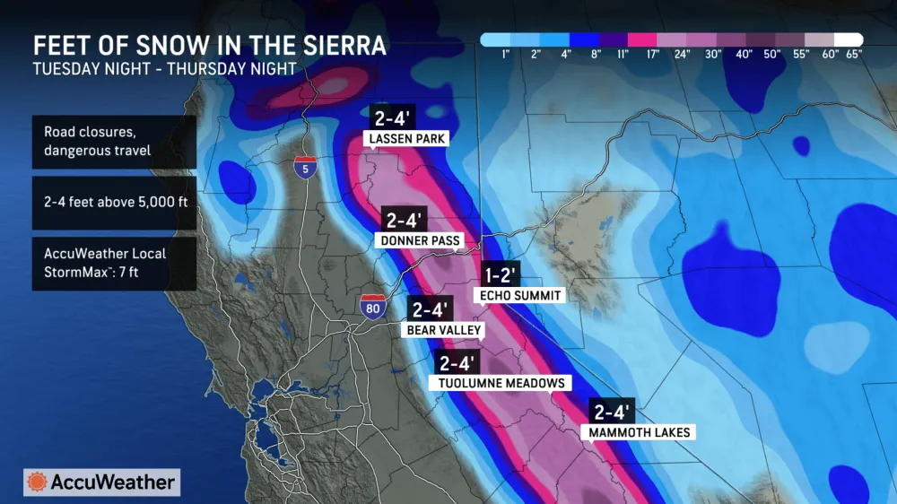California Snow Map Shows Areas to Be Hit Hardest - Newsweek