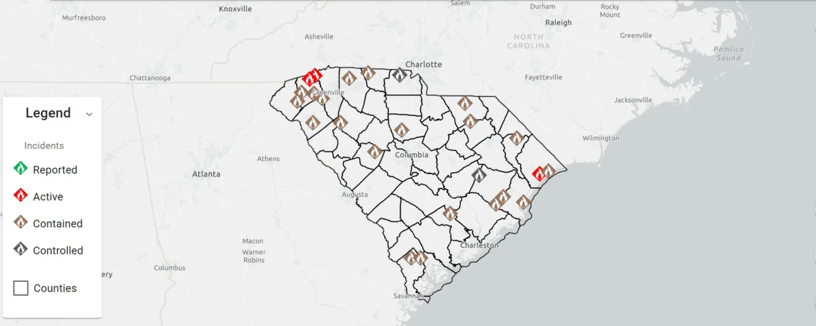 North, South Carolina Wildfire Map Update Shows Blazes Spreading to ...