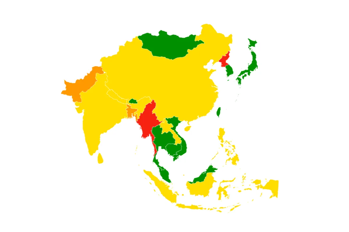 Map Shows US Travel Warnings for Asia Right Now - Newsweek