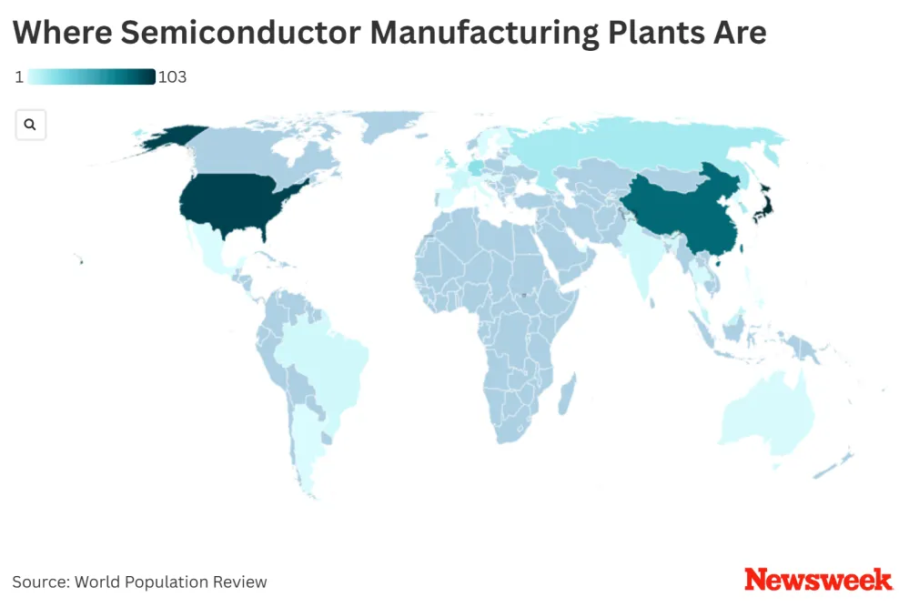 Map Shows Where Semiconductors Are Made Around the World - Newsweek