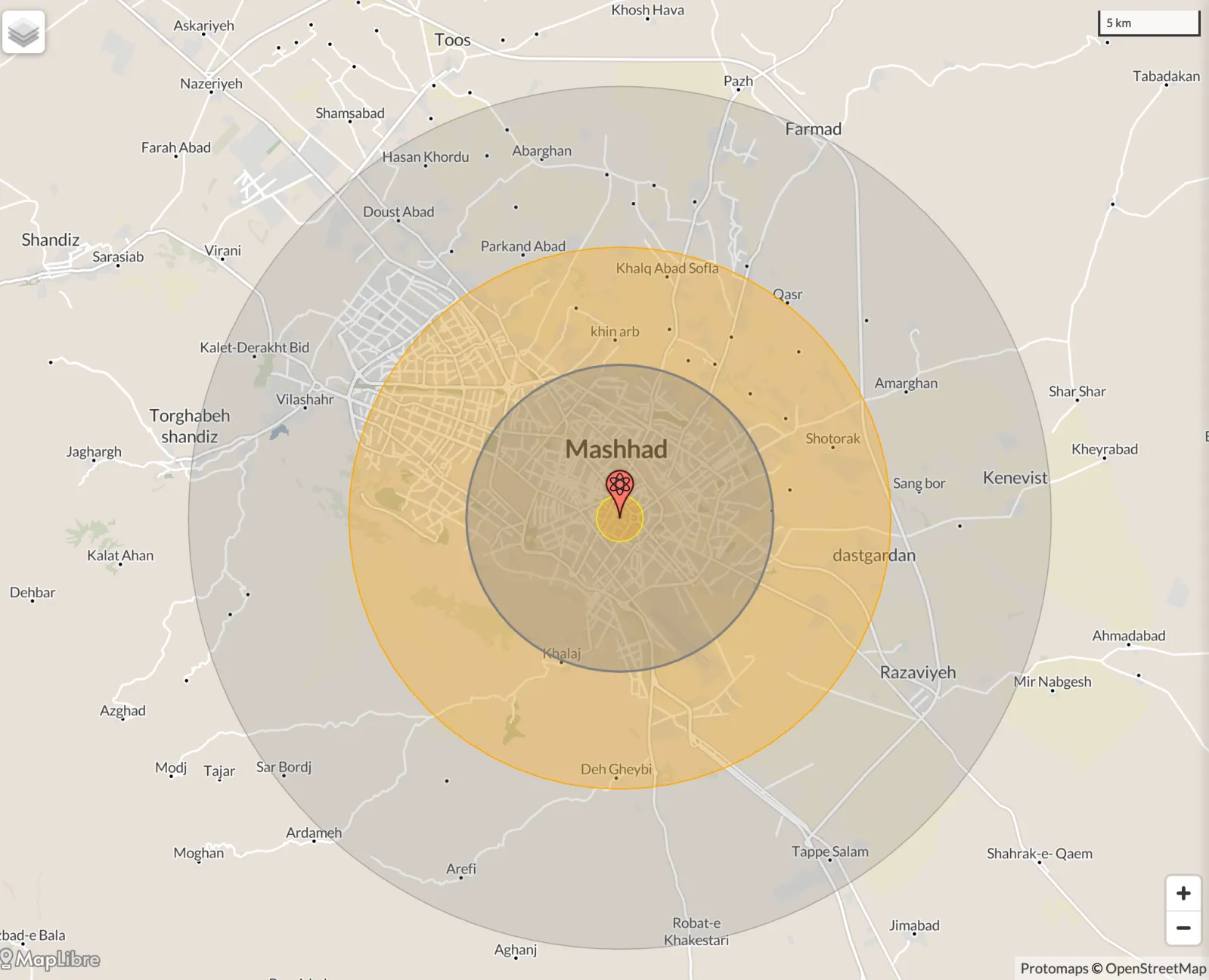 Nuclear Bomb Map Shows Impact of US Weapons on Iran - Newsweek