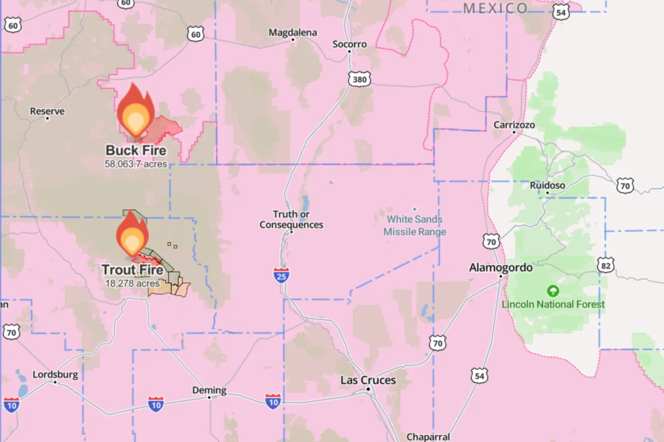 New Mexico Wildfire Map Shows Blazes Raging Across 76,000 Acres - Newsweek