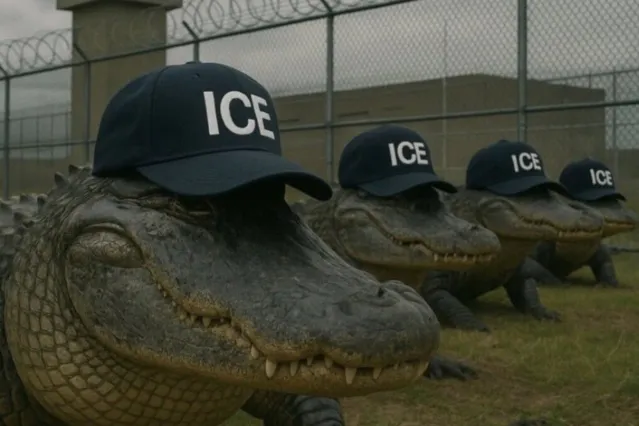 Trump Admin Shares Meme of ICE Alligators Outside Florida Prison - Newsweek