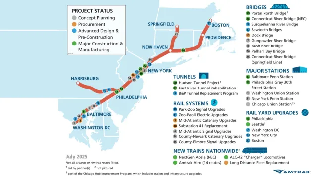 Amtrak July 2025 Update Shows Map of New Rail Projects - Newsweek