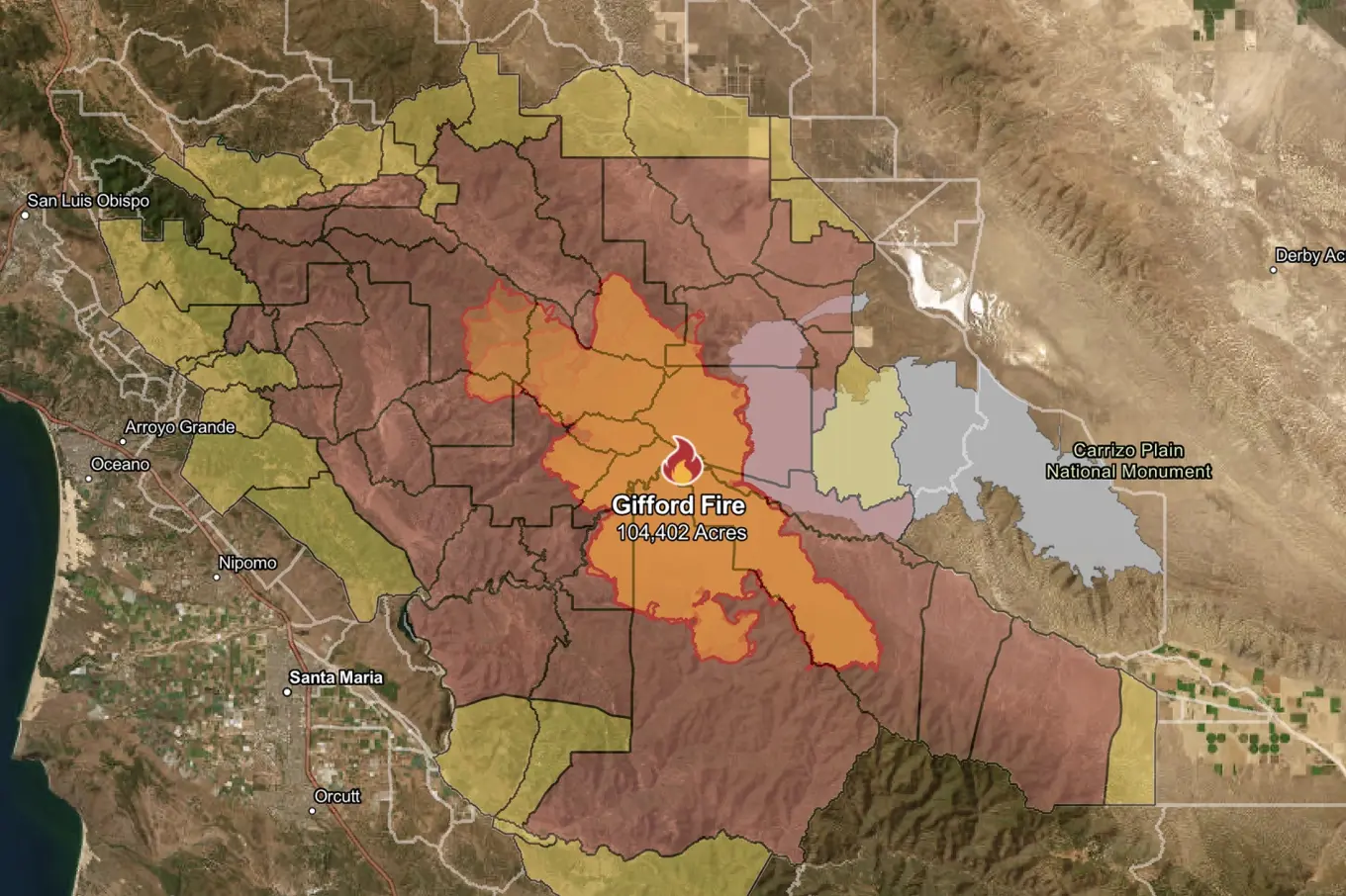 Gifford Fire Map, Update as California Blaze Hits Major Milestone ...