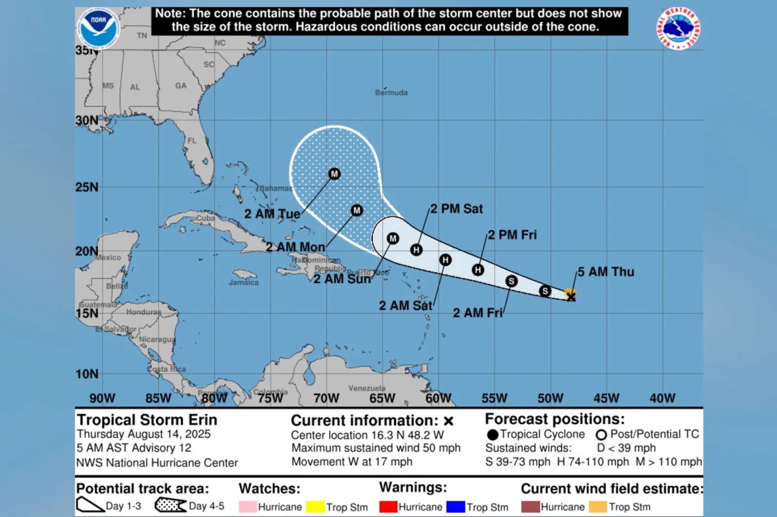 Tropical Storm Erin Spaghetti Models Show Path Change - Newsweek