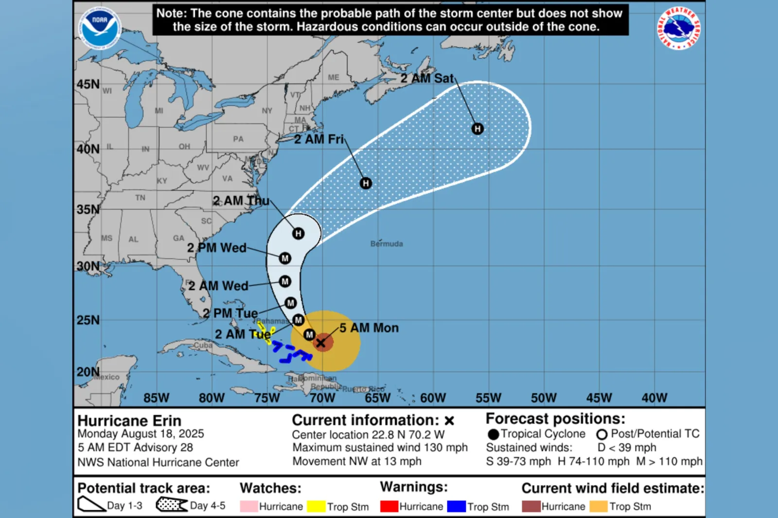 Hurricane Erin Update: Storm Strengthens as Dangerous Surf Warning ...