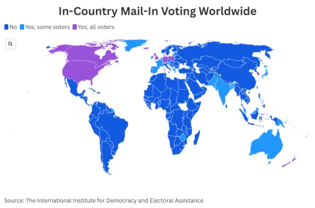 Map Shows Countries With Mail-In Ballots As Trump Vows to Ban Voting ...