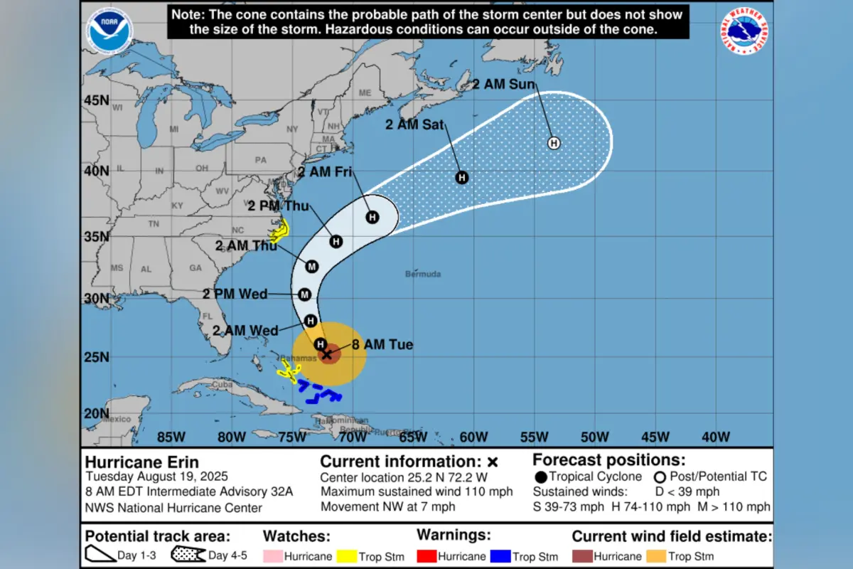 Hurricane Erin 2025 Tracker: Satellite Images, Graphics Show Growing ...