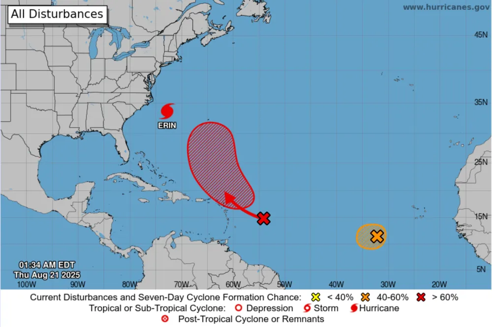 New Tropical Storm Fernand Likely to Form Behind Hurricane Erin - Newsweek