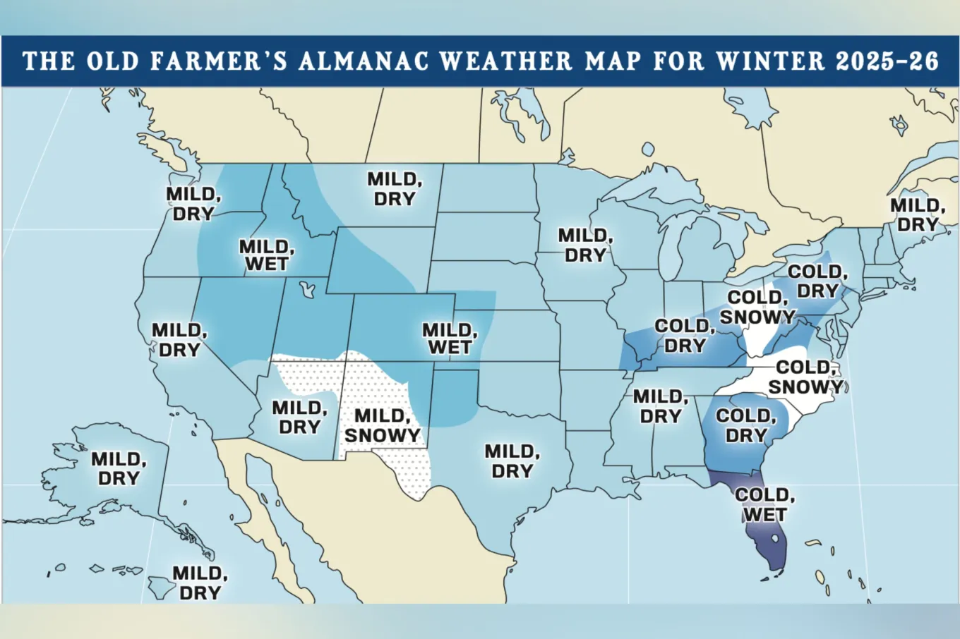 Old Farmer’s Almanac Shows Winter Weather Forecasts for Each State ...