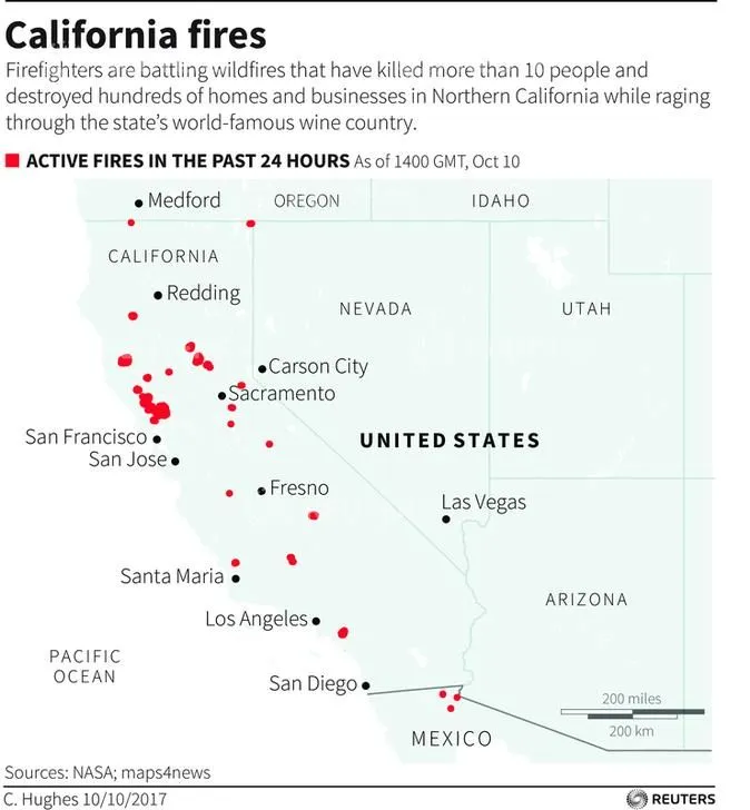 Napa Fire Map: Napa Valley Timeline, Death Toll, Smoke Impact From ...