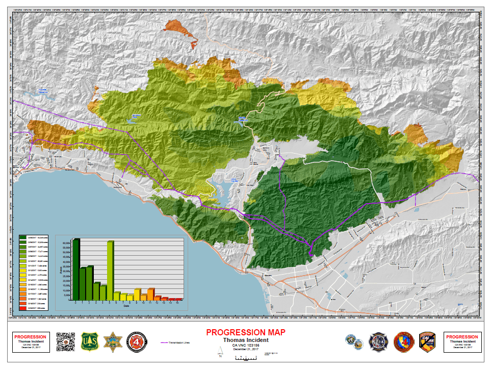Fire in California: Map Shows Thomas Fire on Track to Break Record as ...