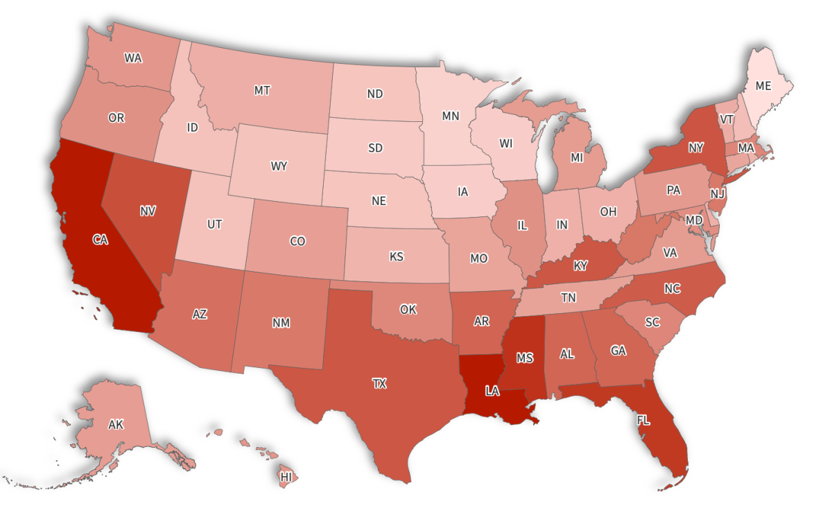 Map Shows States With Highest Poverty Levels - Newsweek