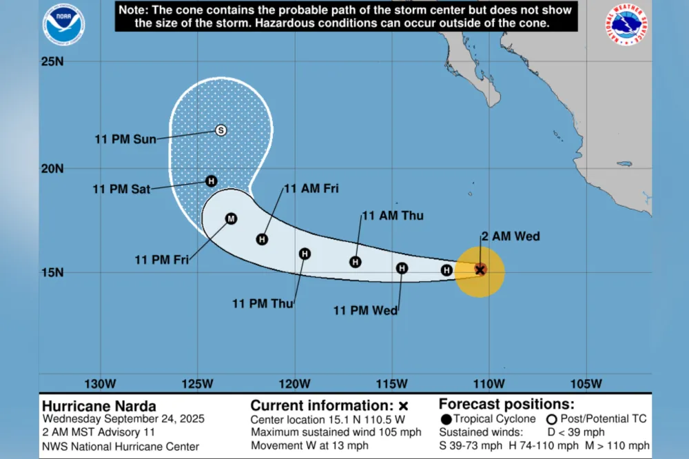 Hurricane Narda Update as System Reaches Category 2 Strength - Newsweek