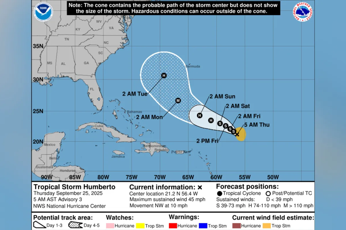 Tropical Storm Humberto path update, tracker as two hurricanes could ...