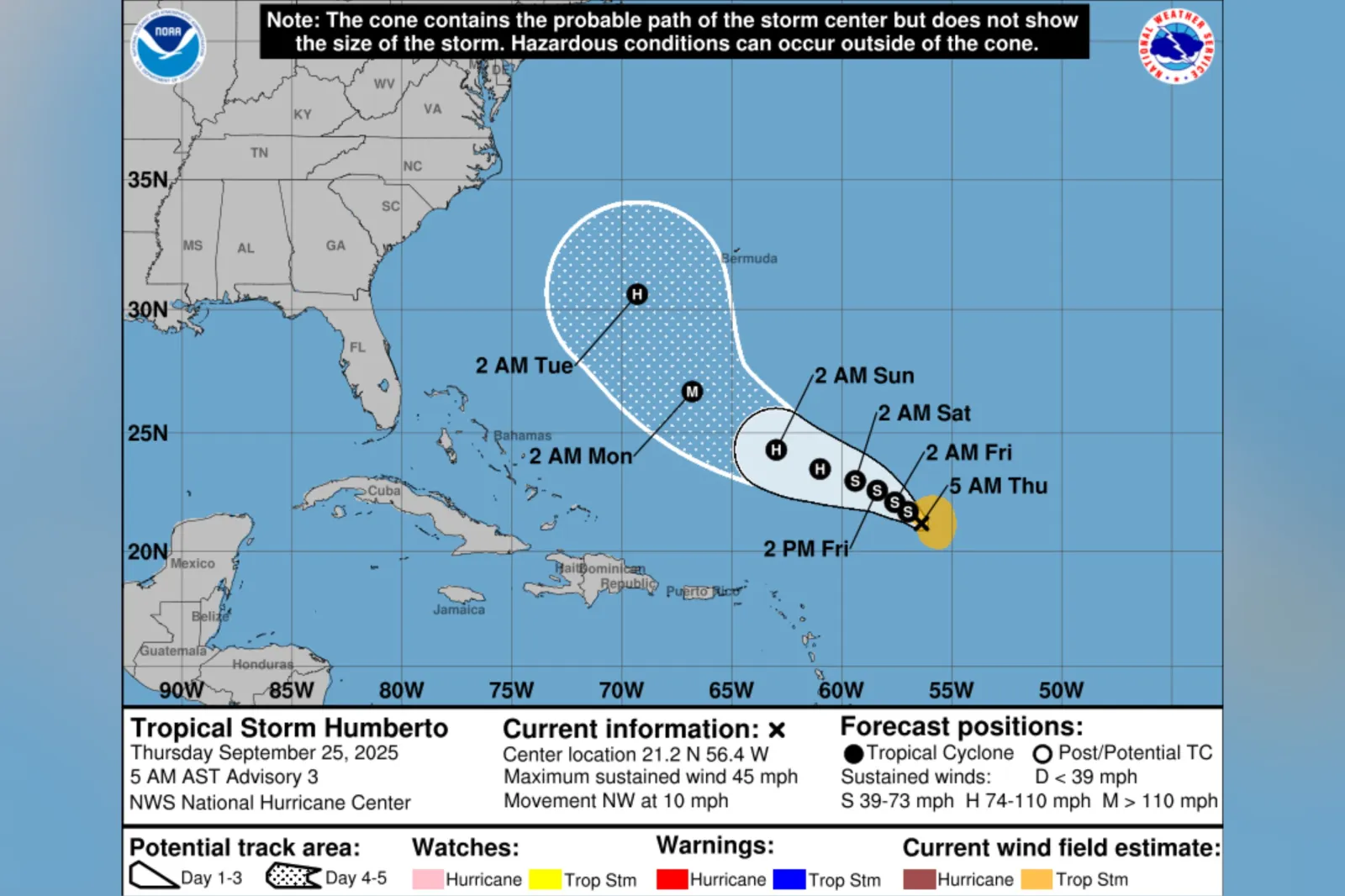 Tropical Storm Humberto path update, tracker as two hurricanes could ...