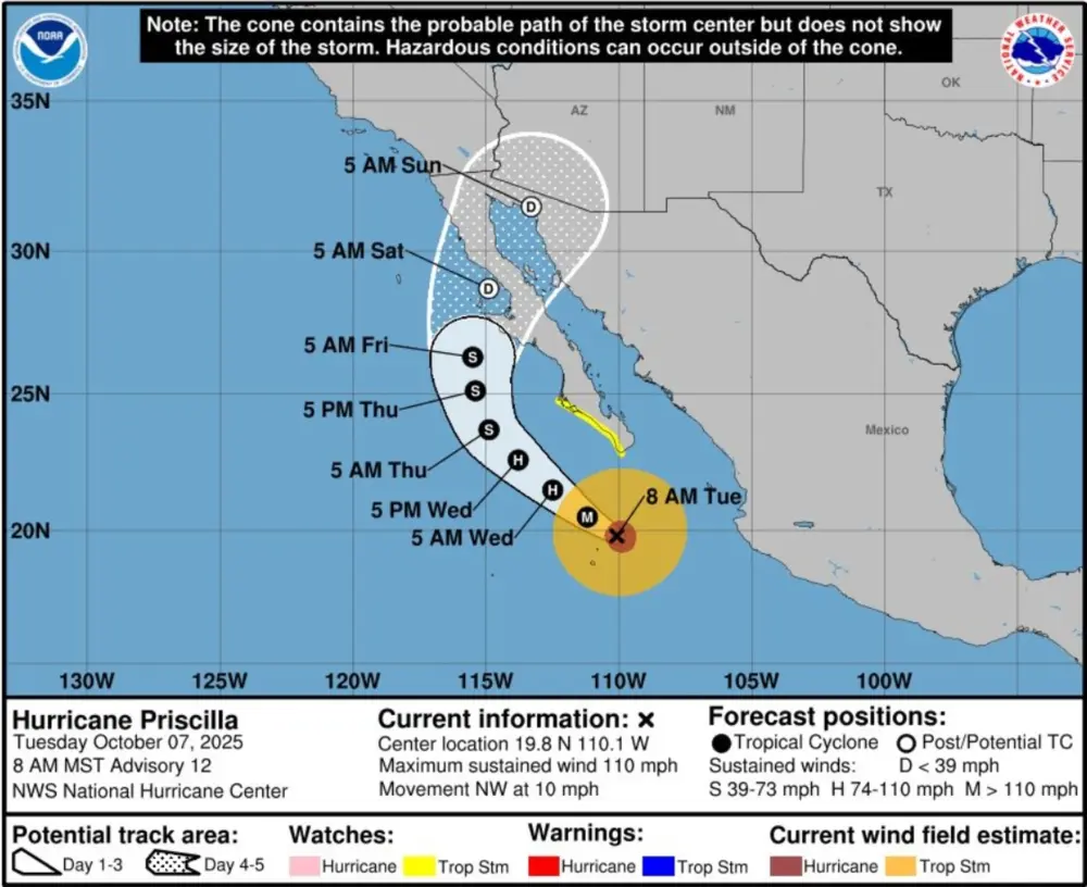 Hurricane Priscilla Path Shift to Bring Impacts to Arizona and ...