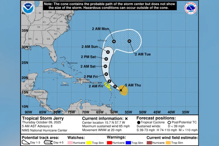Tropical Storm Jerry path update reveals threats to US territory today ...