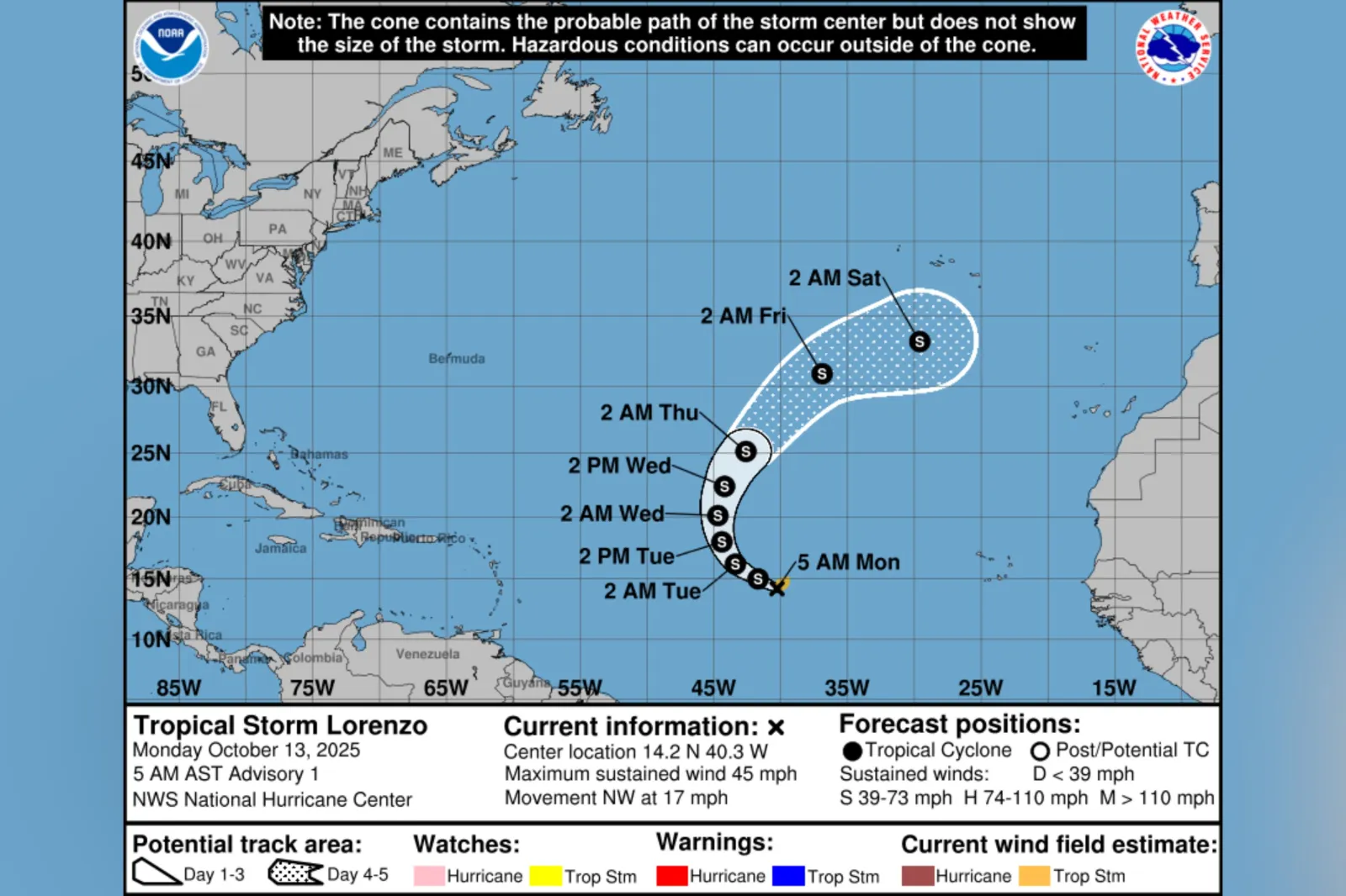 Tropical Storm Lorenzo path, update after formation - Newsweek