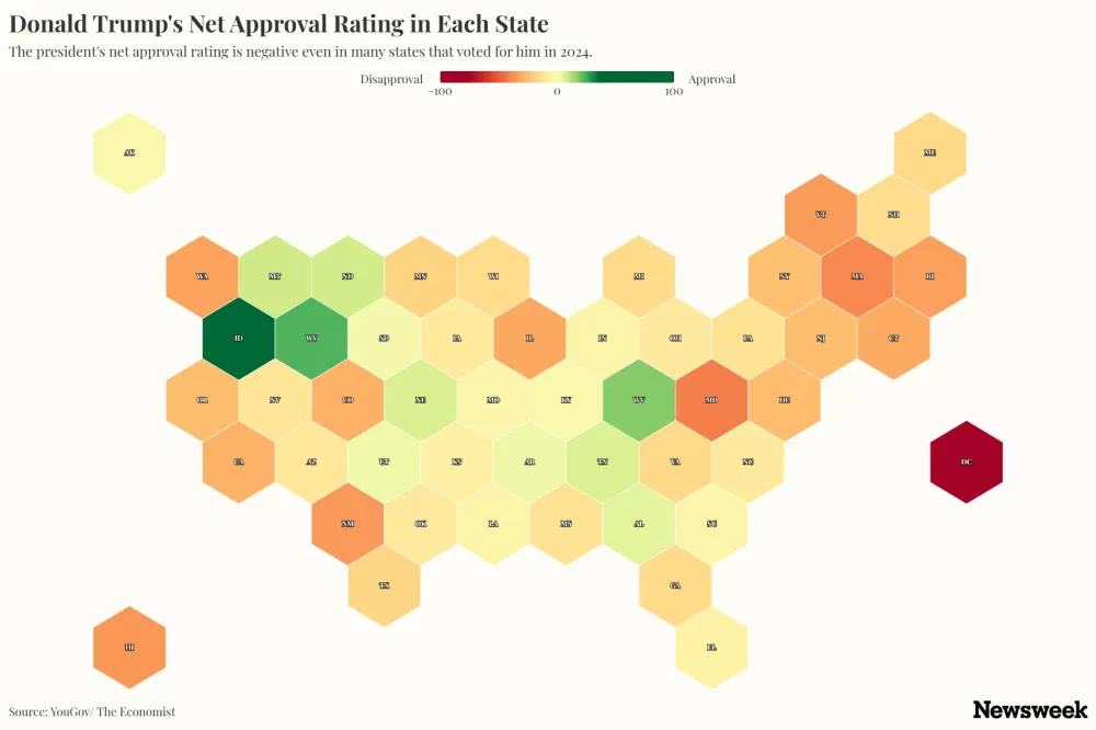 Donald Trumps Approval Rating Negative In 20 States He Won Newsweek 0041