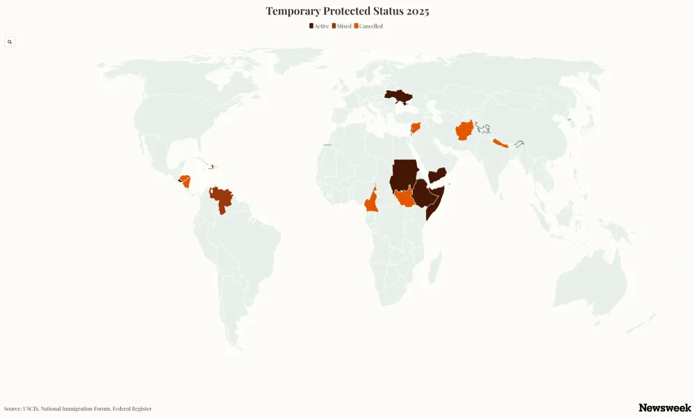 Map shows countries where TPS revoked—or kept in place—by Trump admin ...
