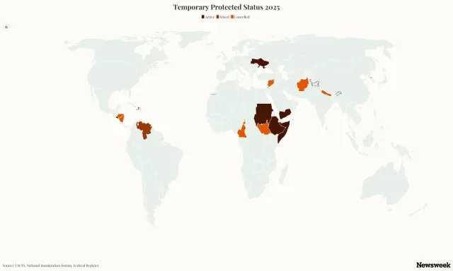 Map shows countries where TPS revoked—or kept in place—by Trump admin ...