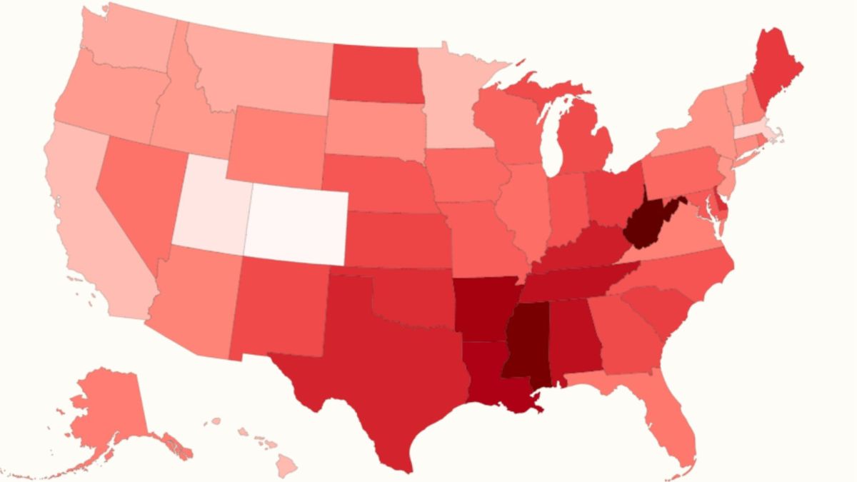 Map Shows Most Overweight States in America - Newsweek