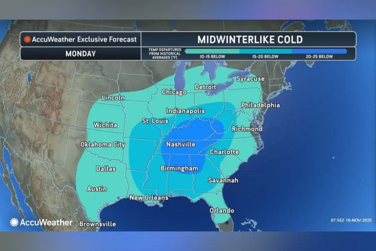Map Shows 10 States Where Temperatures Could Fall 25 Degrees Below ...