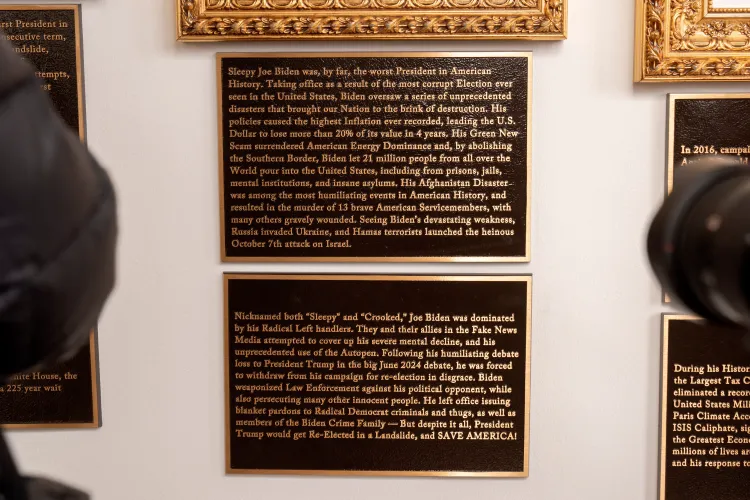 Trump's New White House Presidents Hall of Fame Plaques Mock Biden ...