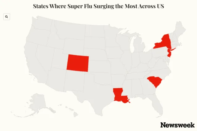 Map Shows States Where Super Flu Is Surging the Most Across US - Newsweek