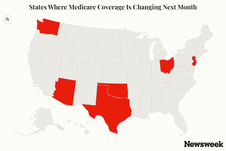 Map shows states where Medicare coverage is changing next month - Newsweek