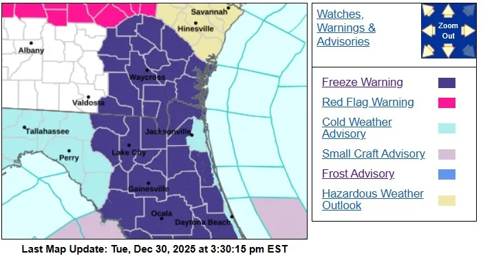 Florida Freeze Map Update as Nearly Entire State Under Warning ...