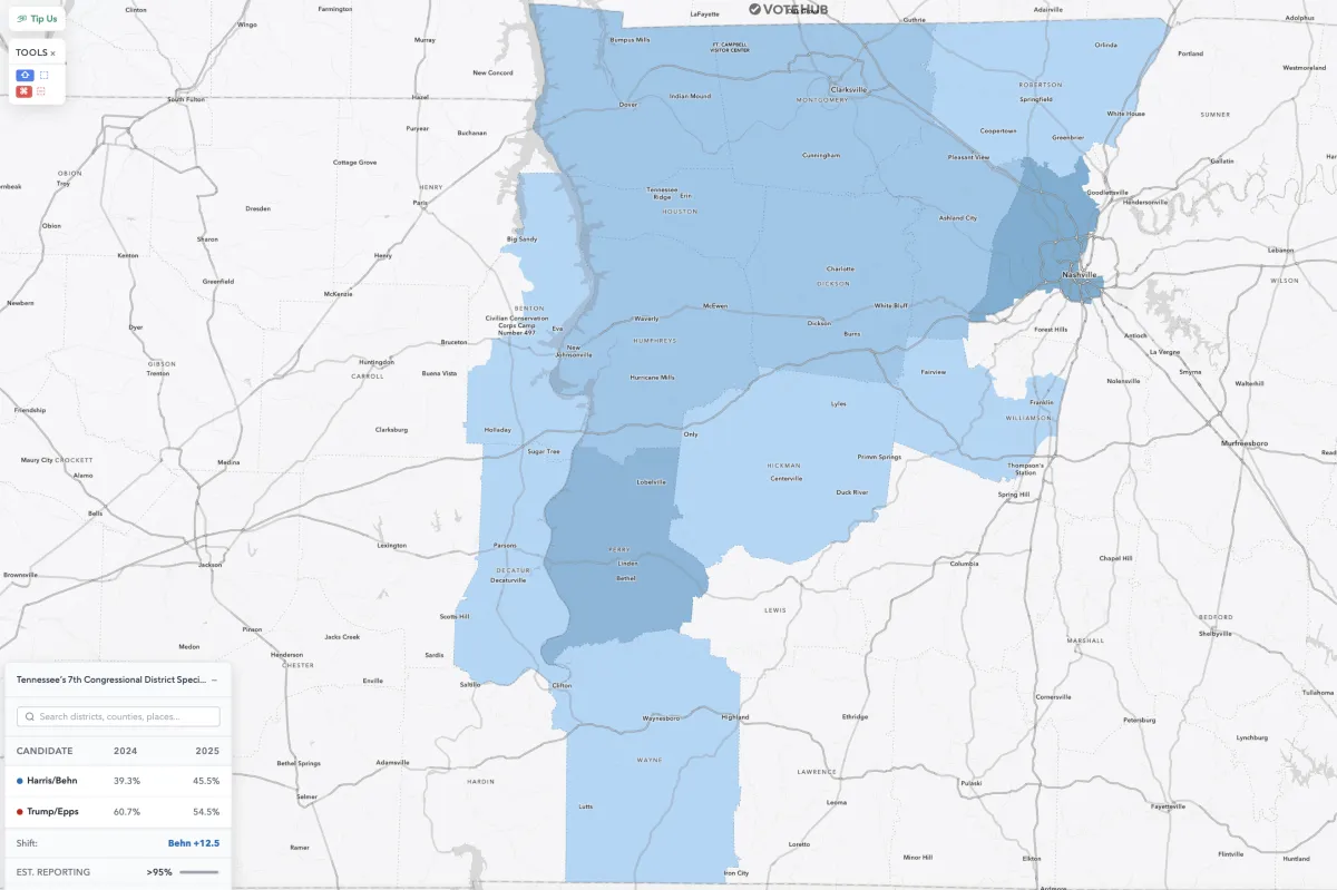 Tennessee Election Map Shows Huge Voter Shift From Trump to Democrats ...