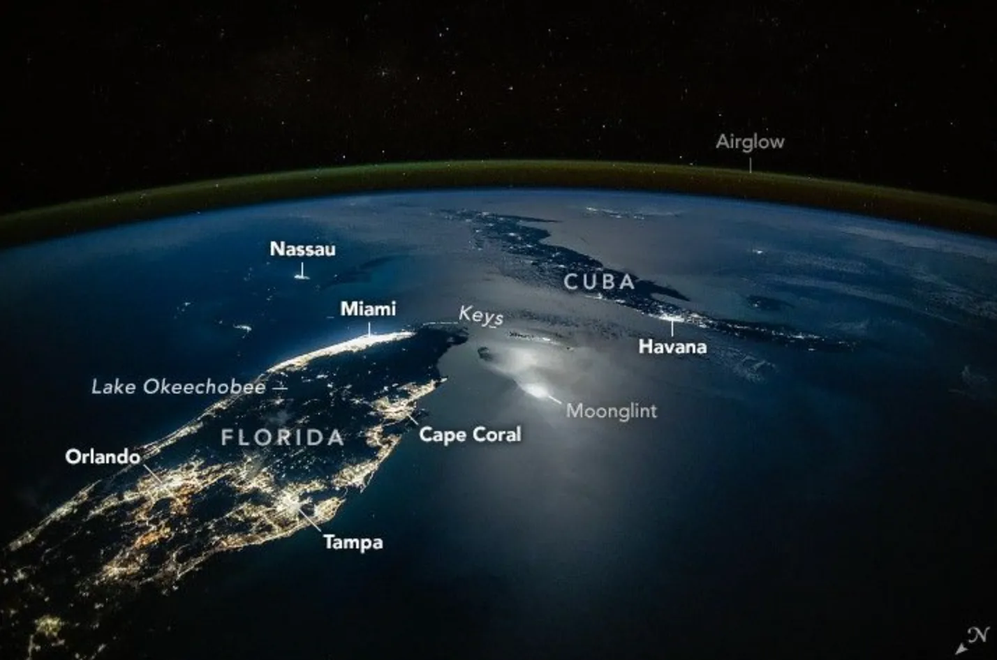 Stunning ISS Photo of Florida, Cuba Captures ‘Moonglint’ - Newsweek