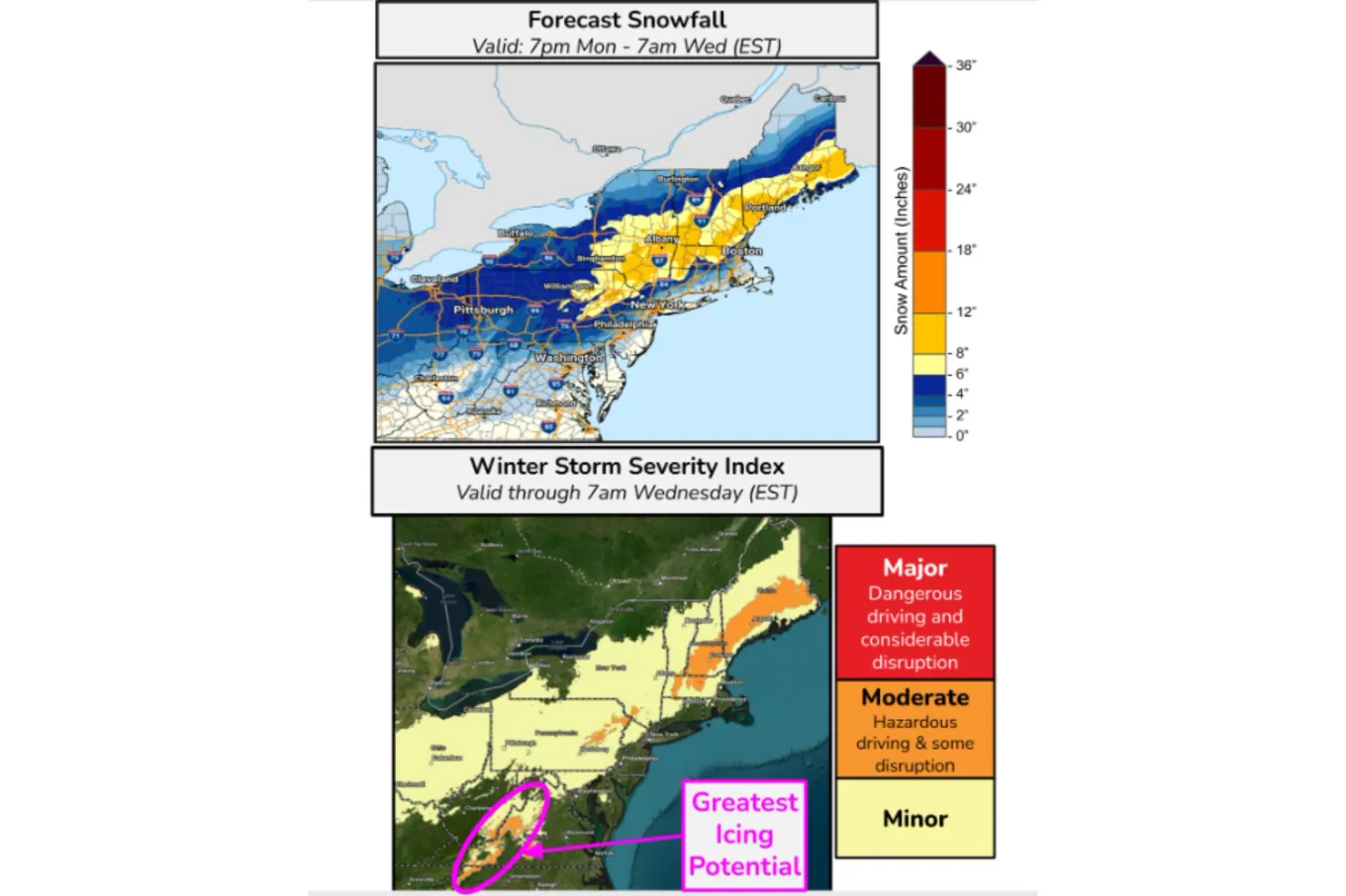 Map shows winter storm snowfall totals forecast for each state - Newsweek