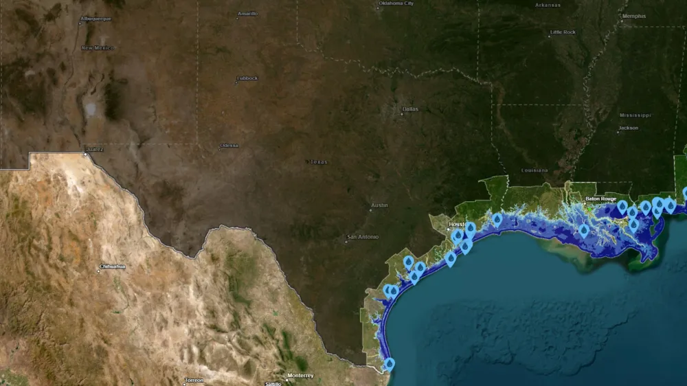 Texas Map Shows Cities That Could Go Underwater if Sea Levels Rise ...