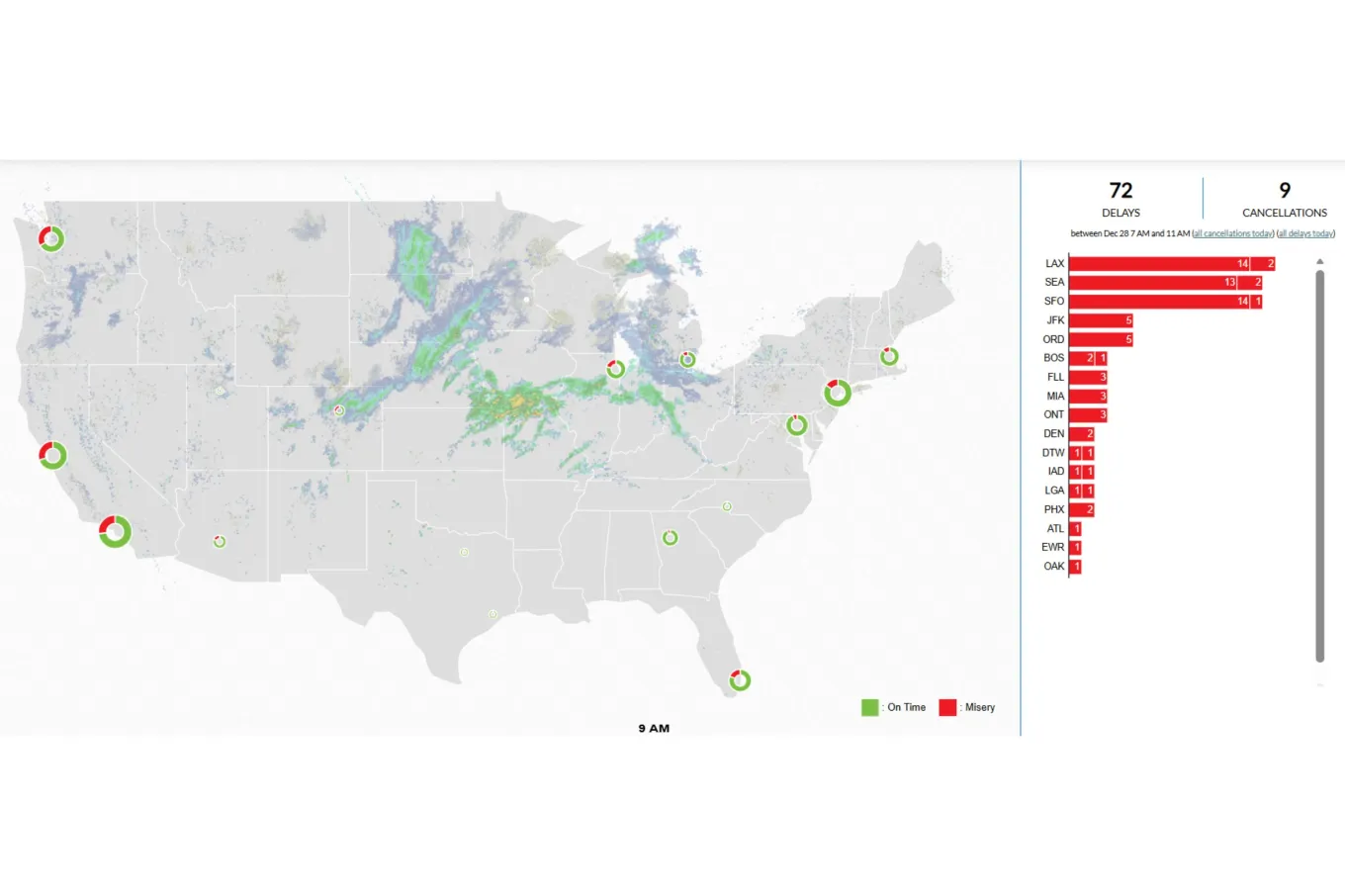 Flight Delay ‘Misery Maps’ Show Worst Impacted Airports Amid Weather ...