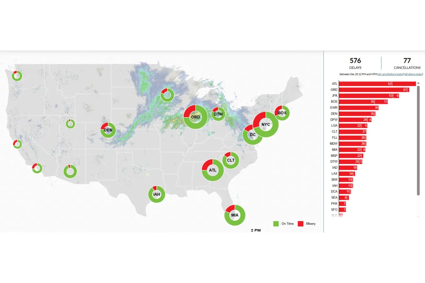 Flight Delay ‘Misery Maps’ Show Worst Impacted Airports Amid Weather ...
