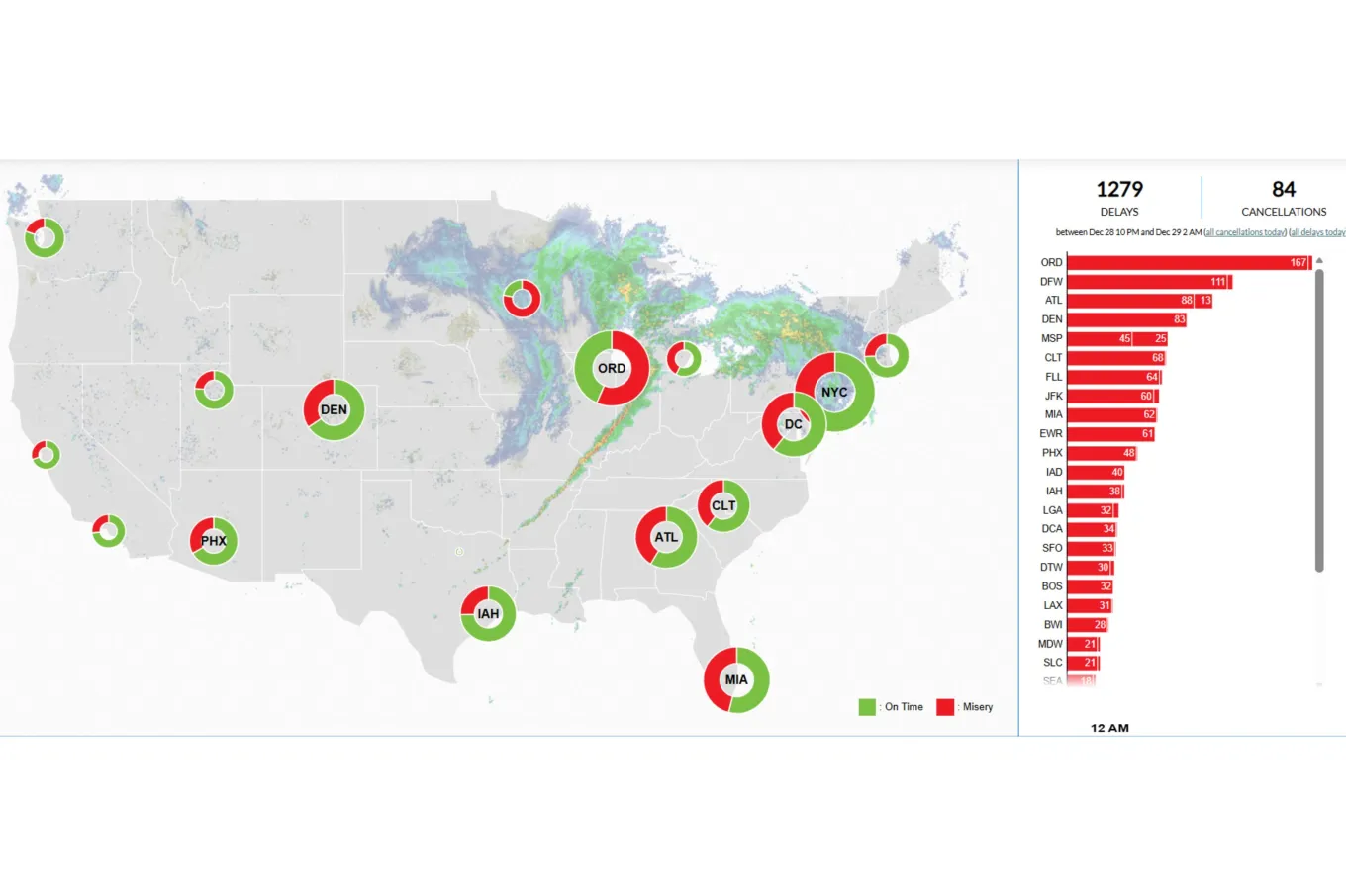 Flight Delay ‘Misery Maps’ Show Worst Impacted Airports Amid Weather ...