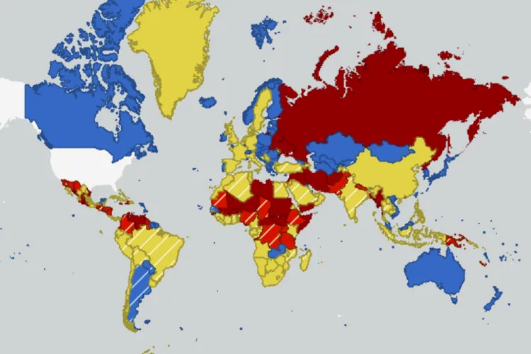 Map shows US travel warnings around world for 2026 - Newsweek