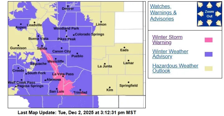 Colorado Winter Storm Warning Map Shows Where 17 Inches of Snow ...