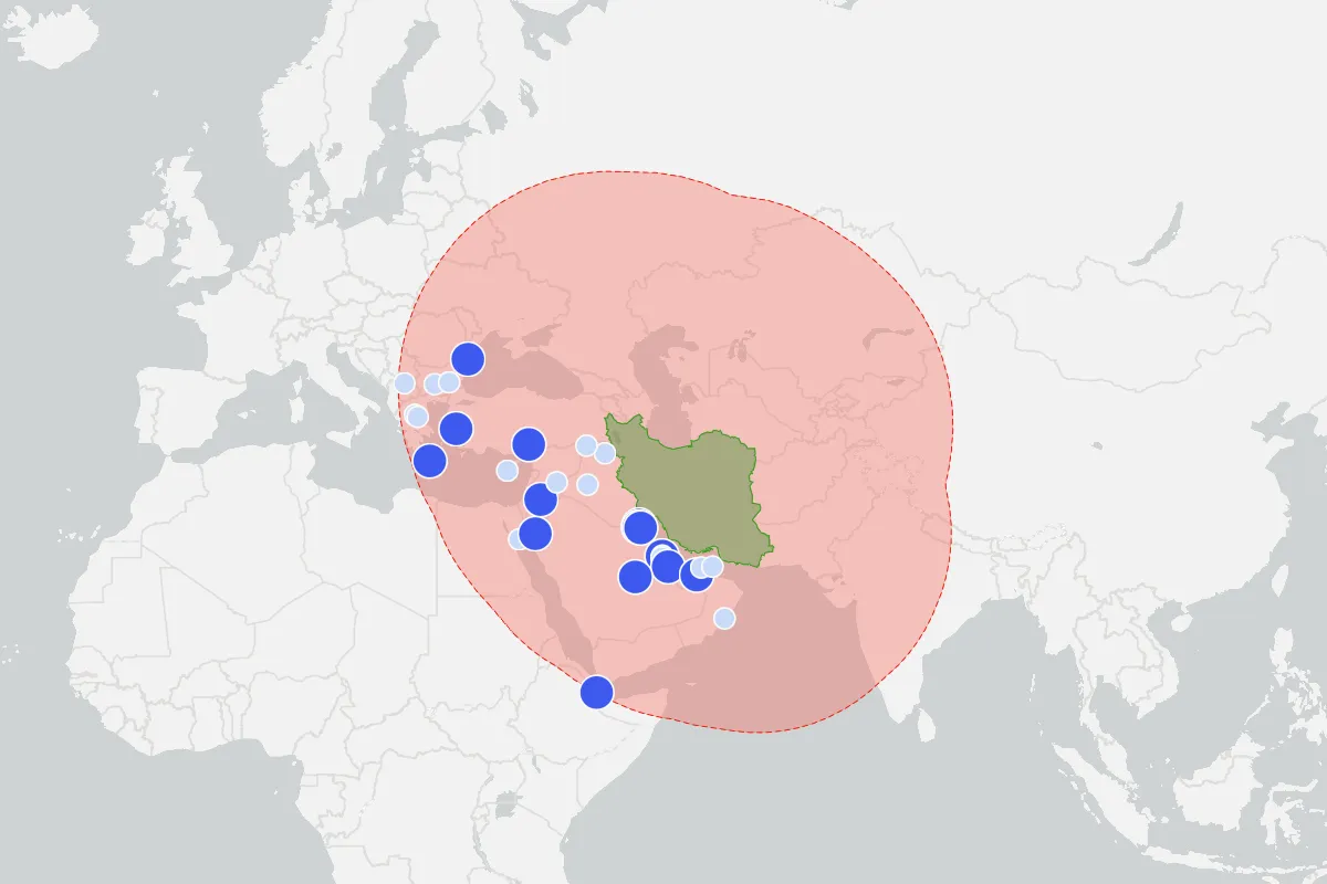 Map shows US military bases in Middle East amid Iran strike threat ...
