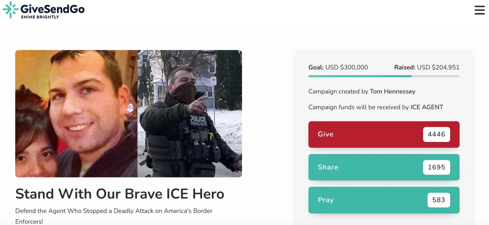 ICE Agent in Minnesota Shooting ‘Extremely Appreciative’ of Fundraiser ...