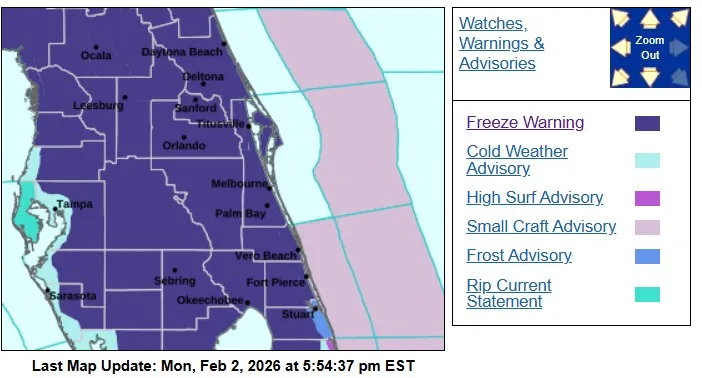 Florida Freeze Map Shows Major Cities Facing Plunging Temperatures ...