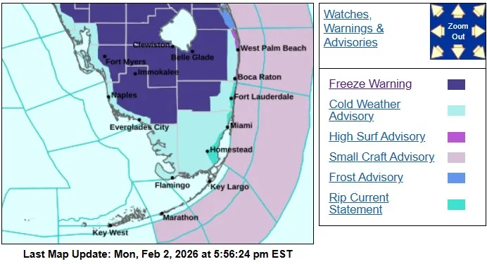 Florida Freeze Map Shows Major Cities Facing Plunging Temperatures ...