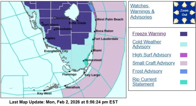 Florida Freeze Map Shows Major Cities Facing Plunging Temperatures ...