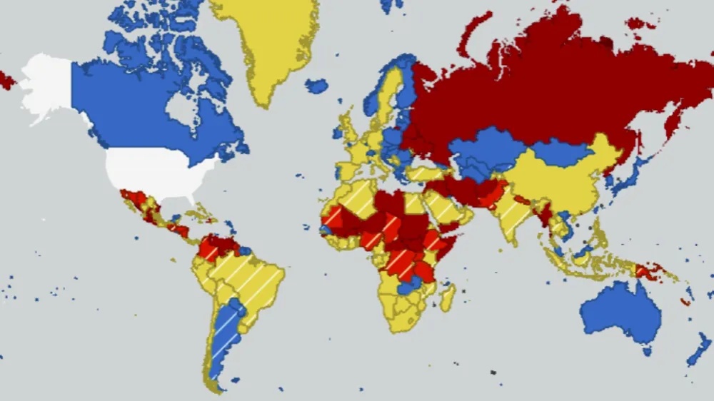 Map shows US travel warnings around world for March 2026 - Newsweek